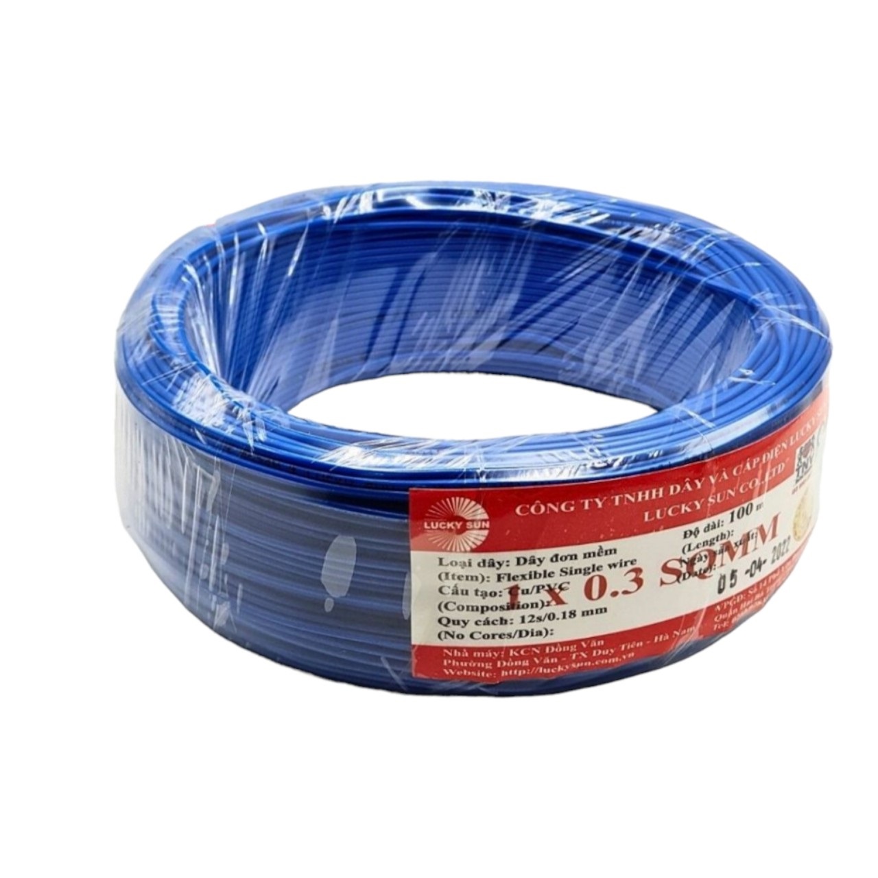 Dây điện 0.3 lõi đồng, cuộn 100m màu Xanh Dương - Linh Kiện CNC